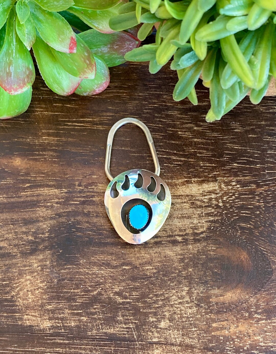Navajo Made Turquoise & Sterling Silver Bear Claw Keychain - Etsy