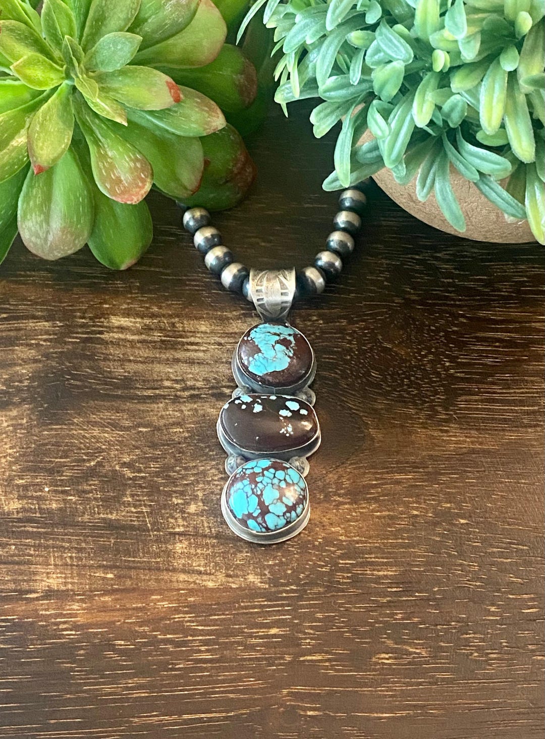 Sandra Nez Egyptian Turquoise & Sterling Silver Pendant - Etsy