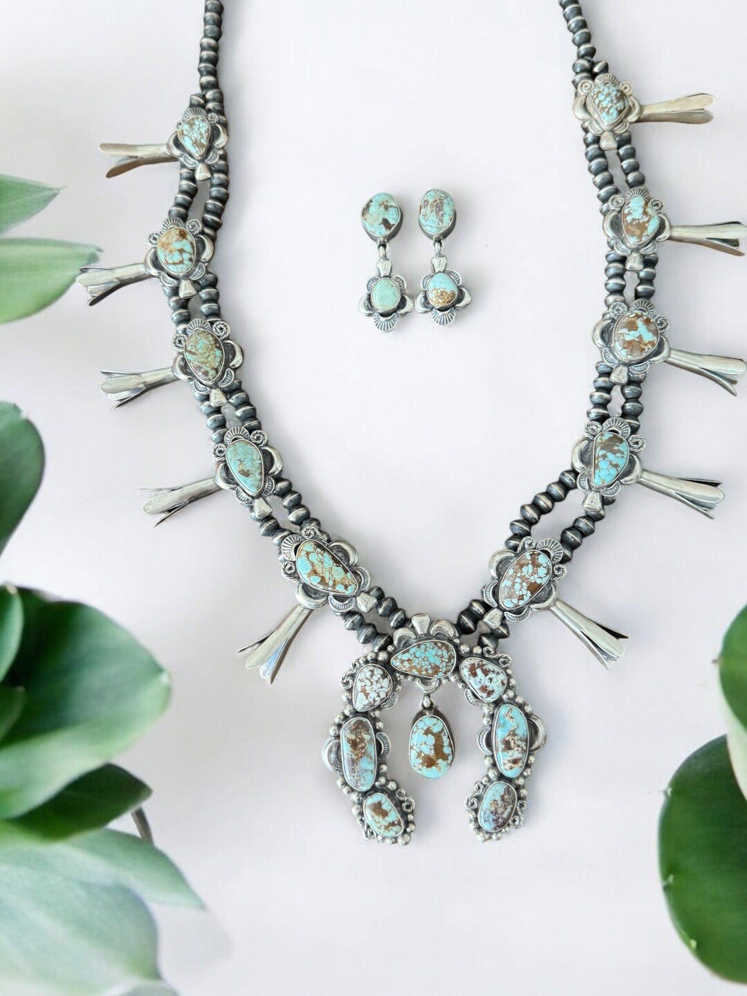 Larry Kaye Dry Creek Turquoise & Sterling Silver Squash Blossom Set - Etsy