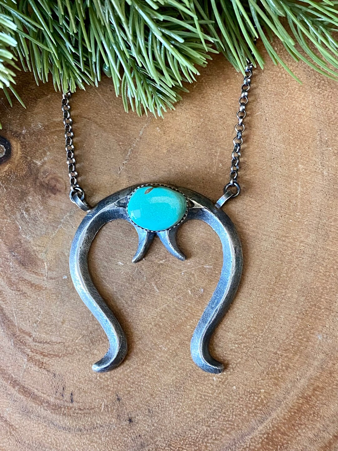 Greg James Royston Turquoise & Sterling Silver Naja Necklace - Etsy