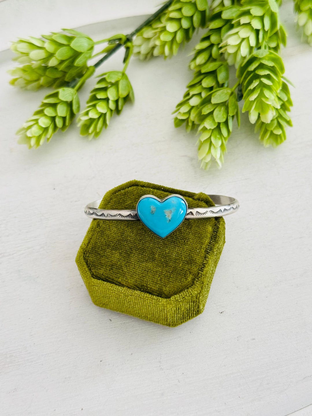 Donovan Skeets Kingman Turquoise & Sterling Silver Heart Cuff Bracelet ...