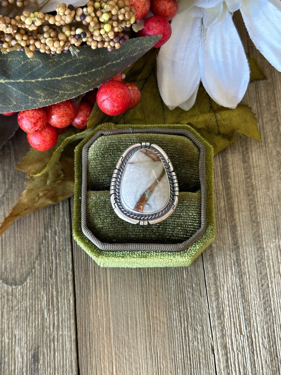 Dave Skeets Ribbon Royston Turquoise and Sterling Silver Ring Size 6.5 ...