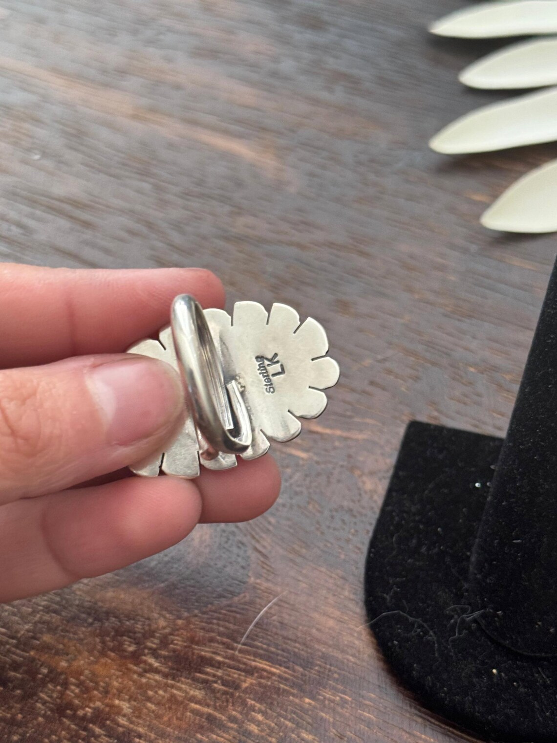 Larry Kaye White Buffalo & Sterling Silver Adjustable Ring - Etsy