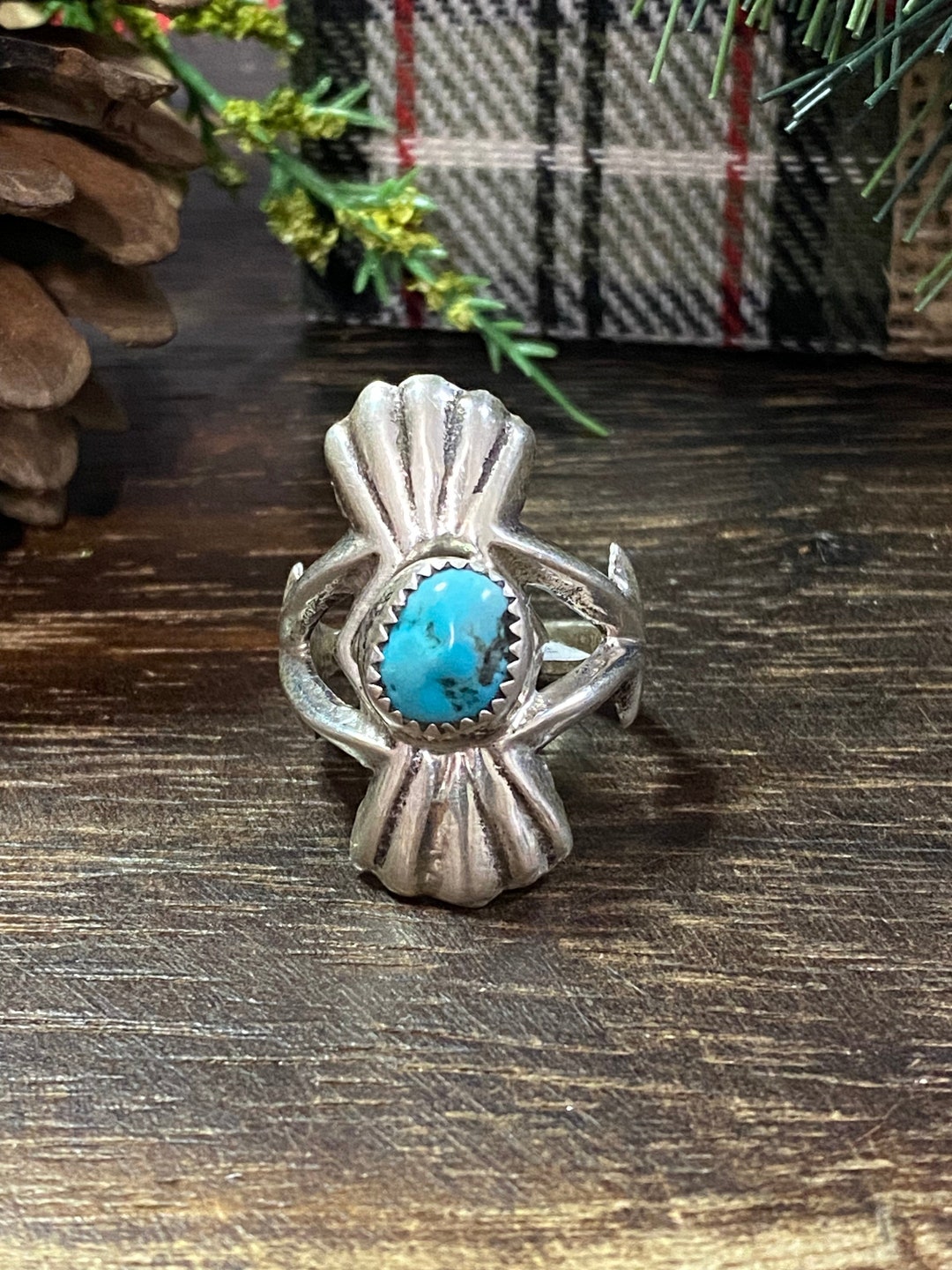 Tonya Yazzie Kingman Turquoise & Sterling Silver Ring Size 9 - Etsy