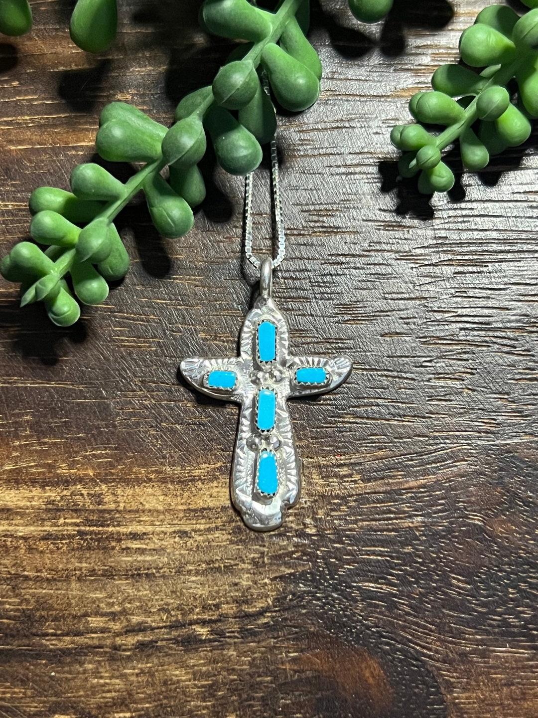 Zuni Made Turquoise & Sterling Silver Cross Pendant - Etsy
