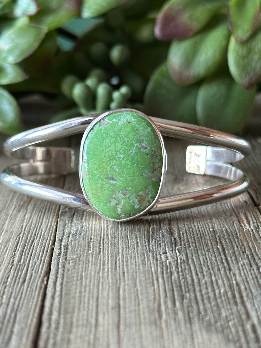 Navajo Made Australian Gaspeite & Sterling Silver Cuff Bracelet - Etsy