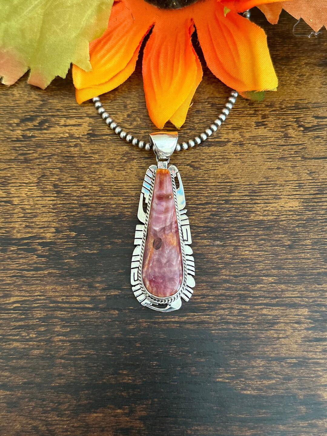 Larry Kay Purple Spiny Oyster & Sterling Silver Pendant - Etsy