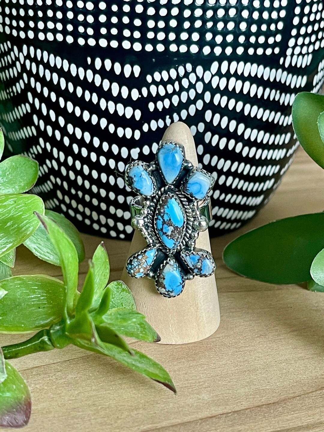 Southwest Handmade Golden Hills Turquoise & Sterling Silver Adjustable ...