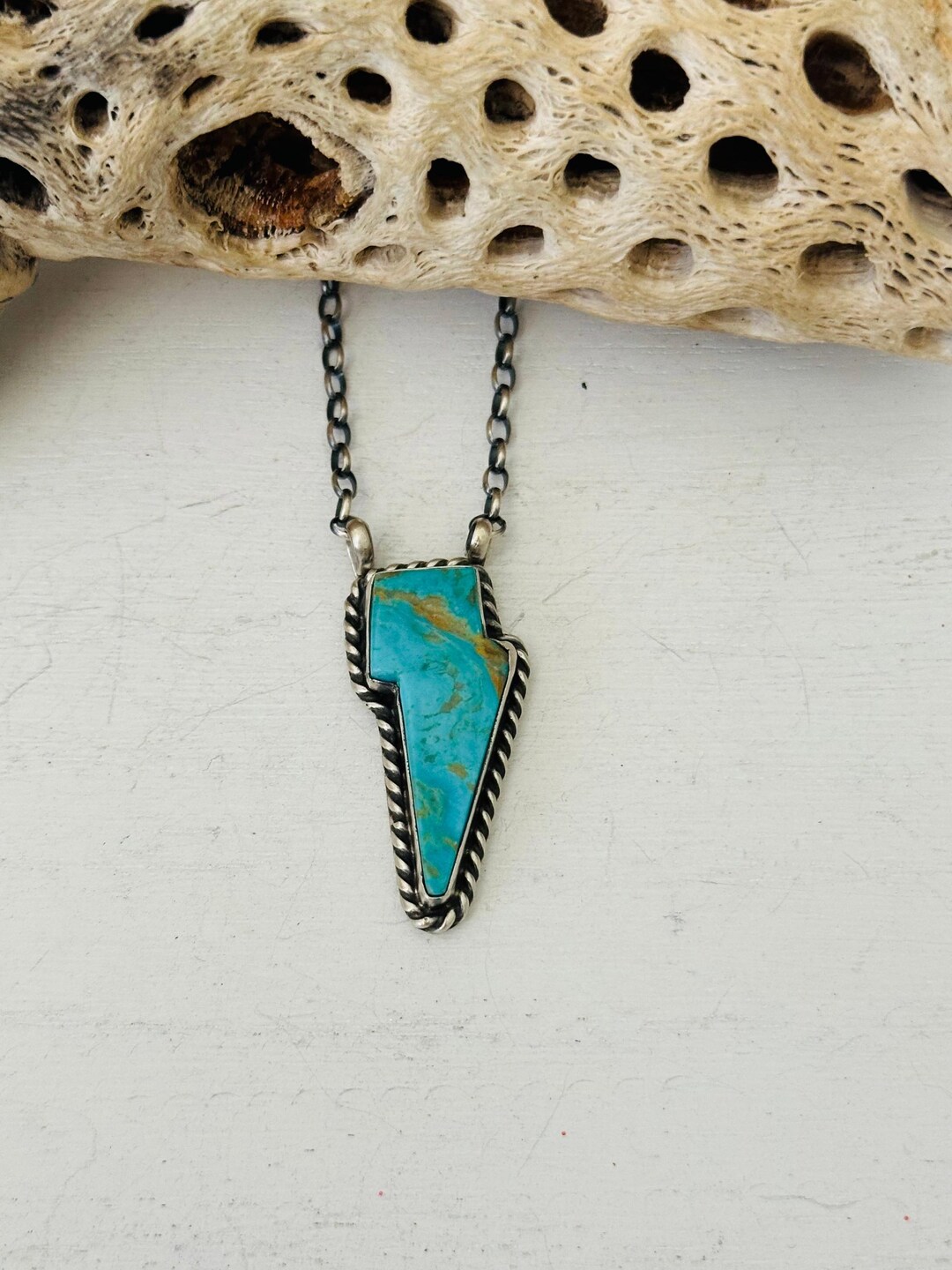 Donovan Skeets Kingman Turquoise & Sterling Silver Lightning Bolt ...