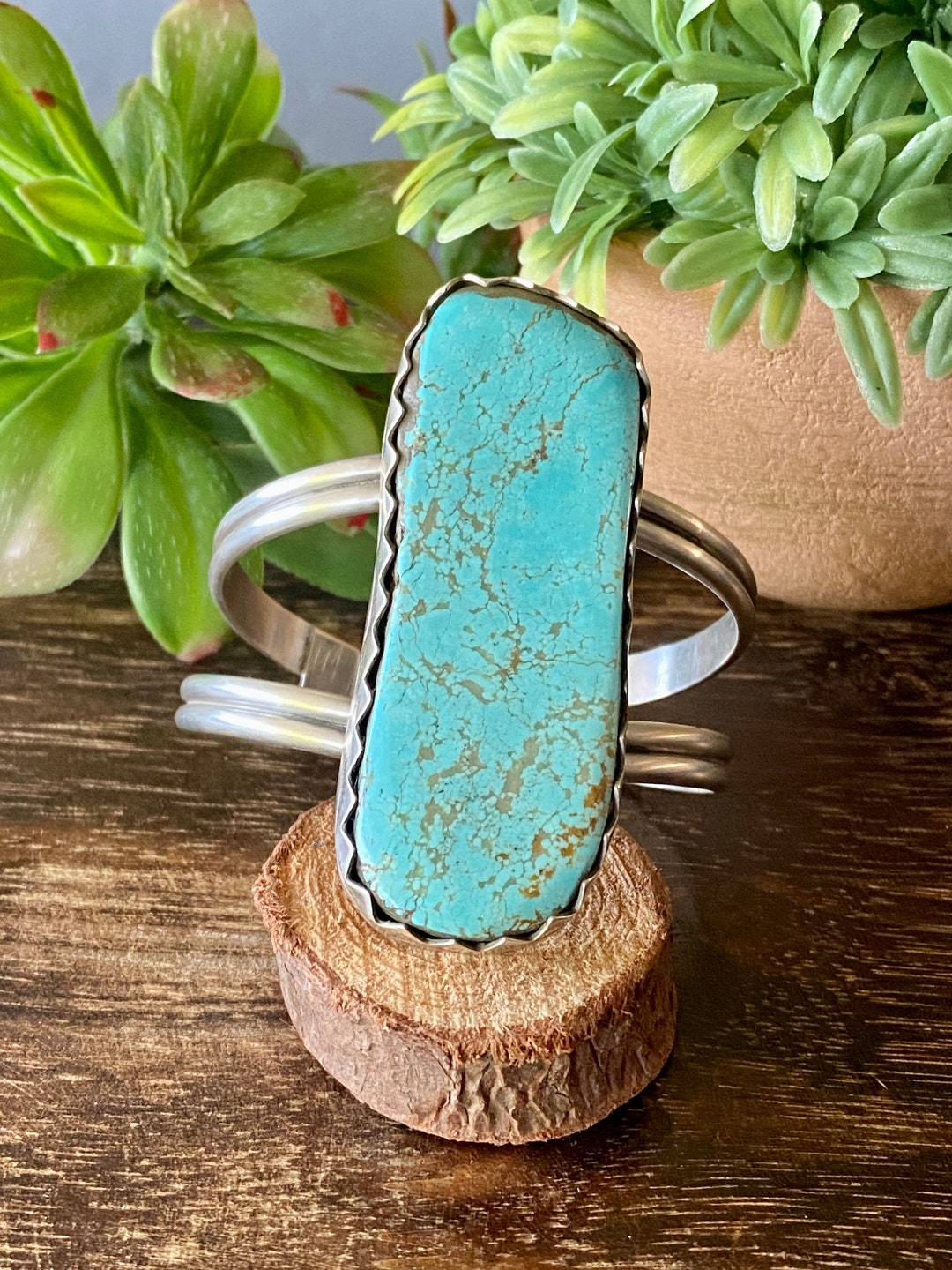 Danny Hinio 8 Turquoise & Sterling Silver Cuff Bracelet - Etsy