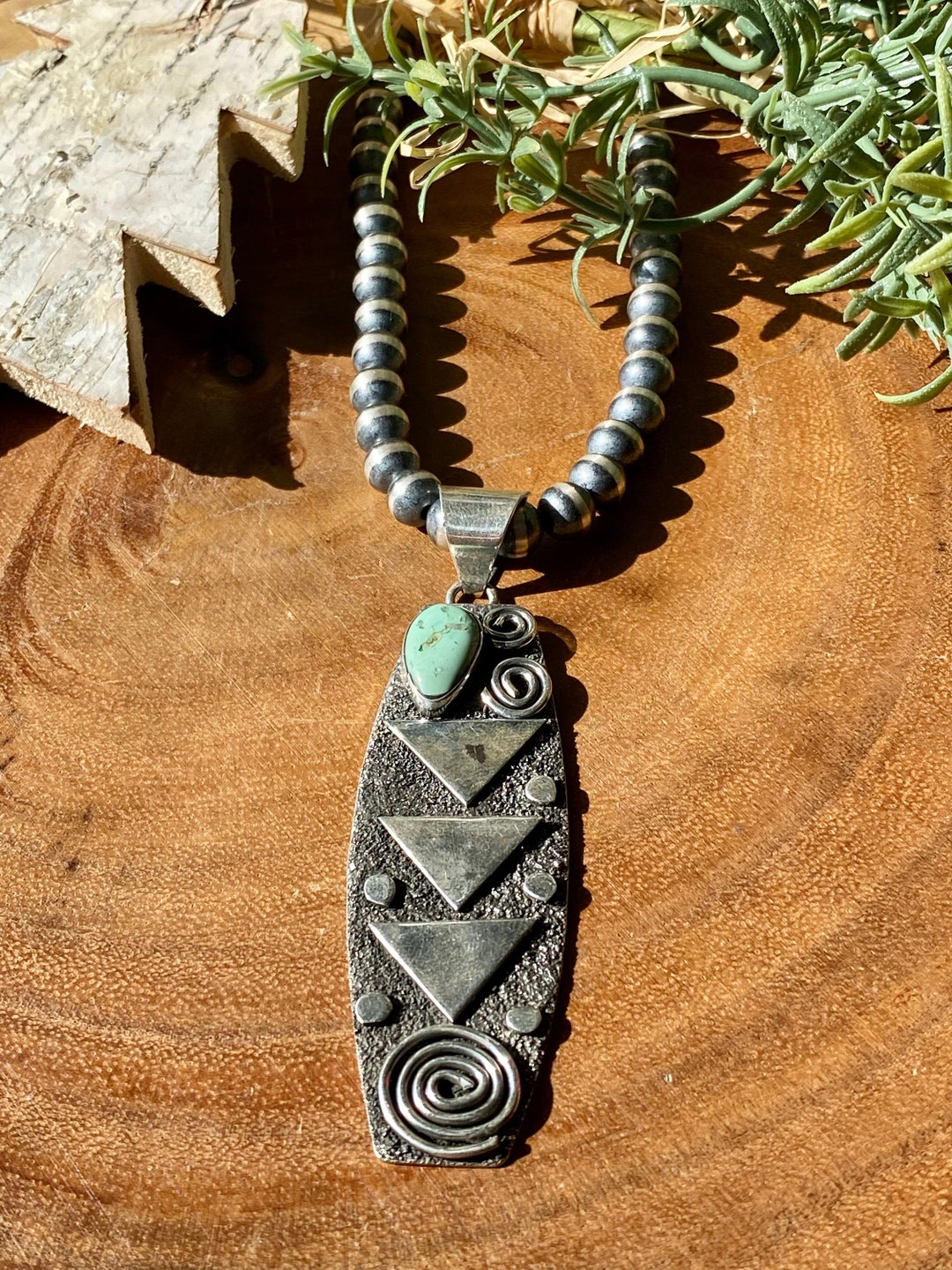 Alex Sanchez Kingman Turquoise & Sterling Silver Pendant - Etsy