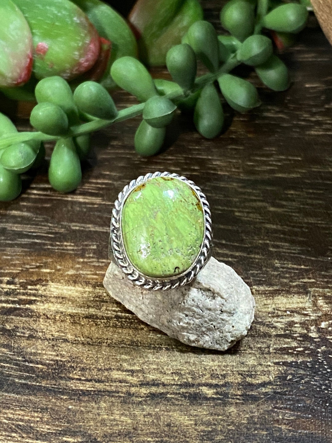 Navajo Made Gaspeite & Sterling Silver Ring Size 6.5 - Etsy