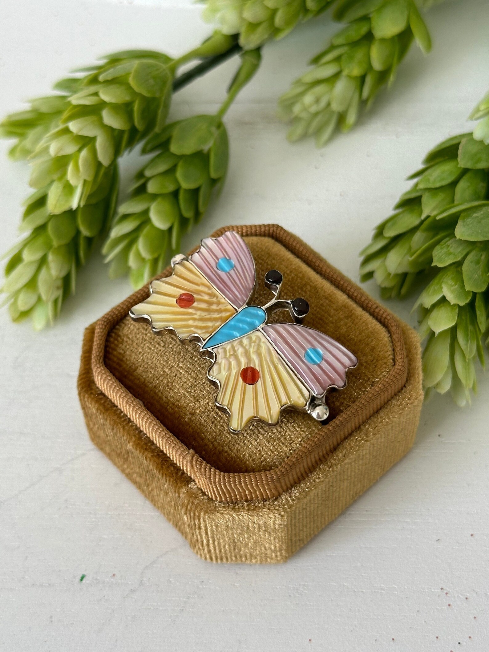 Tamara Pinto Multi Stone & Sterling Silver Inlay Butterfly Ring Size 9. ...