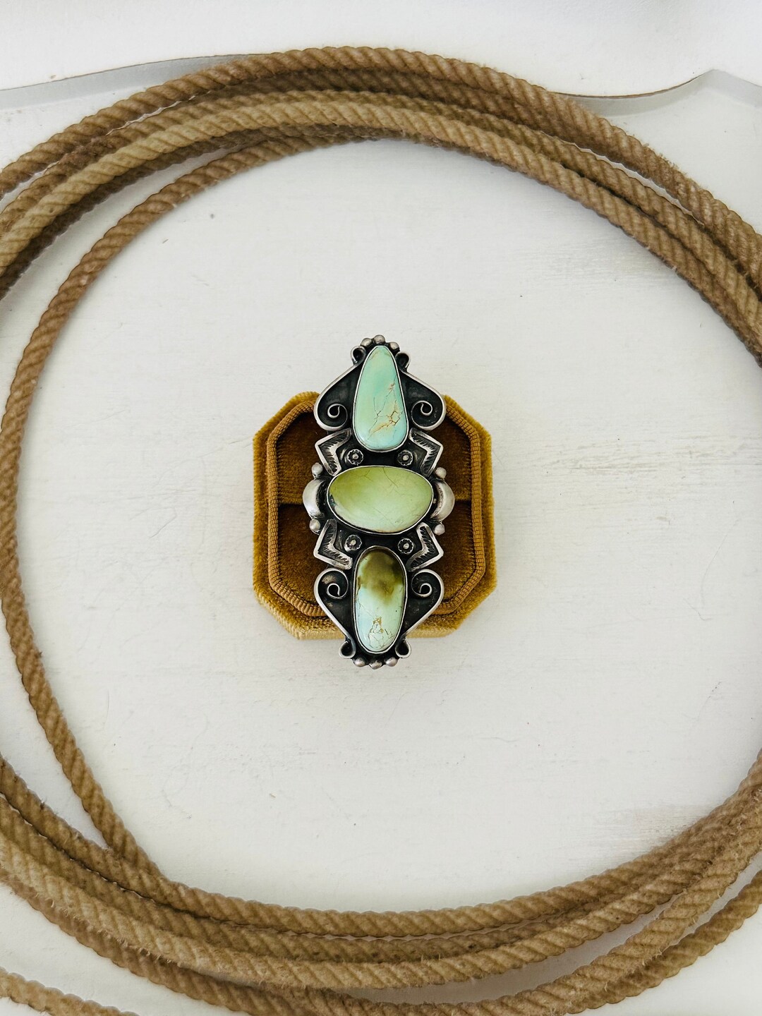 Ronald Tom Royston Turquoise & Sterling Silver Adjustable Ring - Etsy