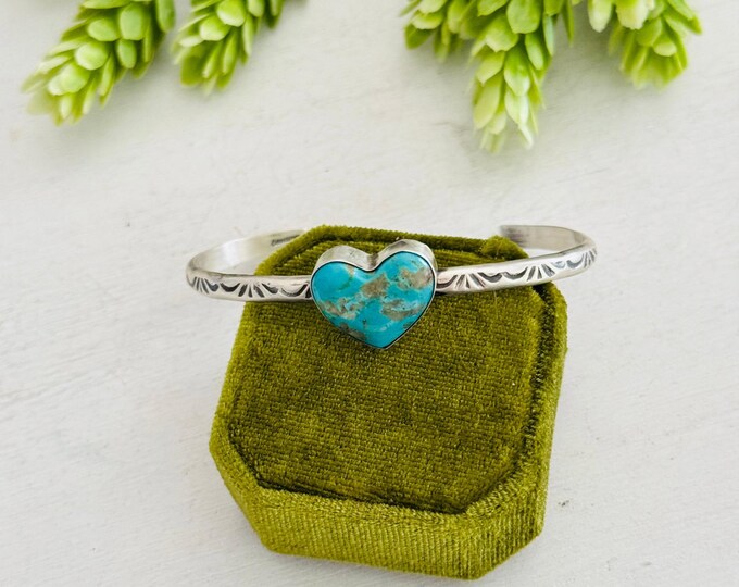Donovan Skeets Kingman Turquoise & Sterling Silver Heart Cuff Bracelet ...