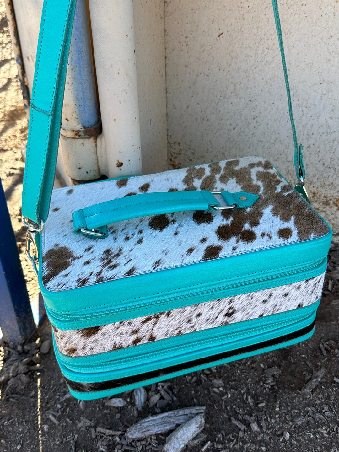 Double Layered Genuine Tooled Leather & Cowhide Jewelry Box - Etsy