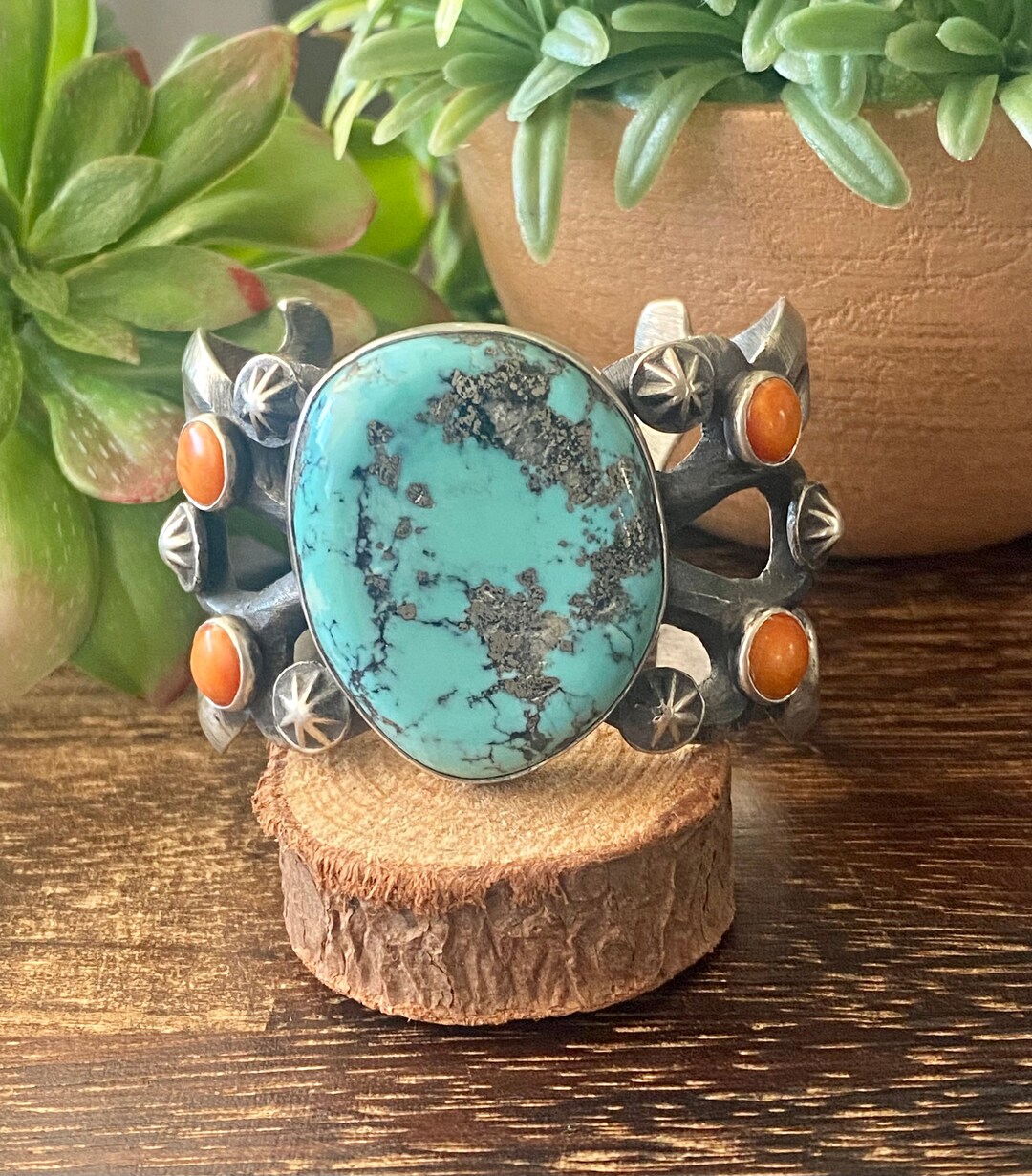 Chimney Butte Kingman Turquoise & Spiny Oys Sterling Silver - Etsy