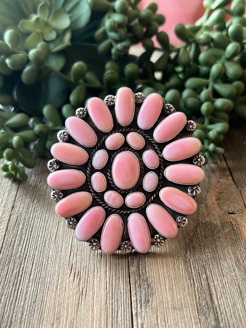 Navajo Made Pink Conch & Sterling Silver Adjustable Ring - Etsy