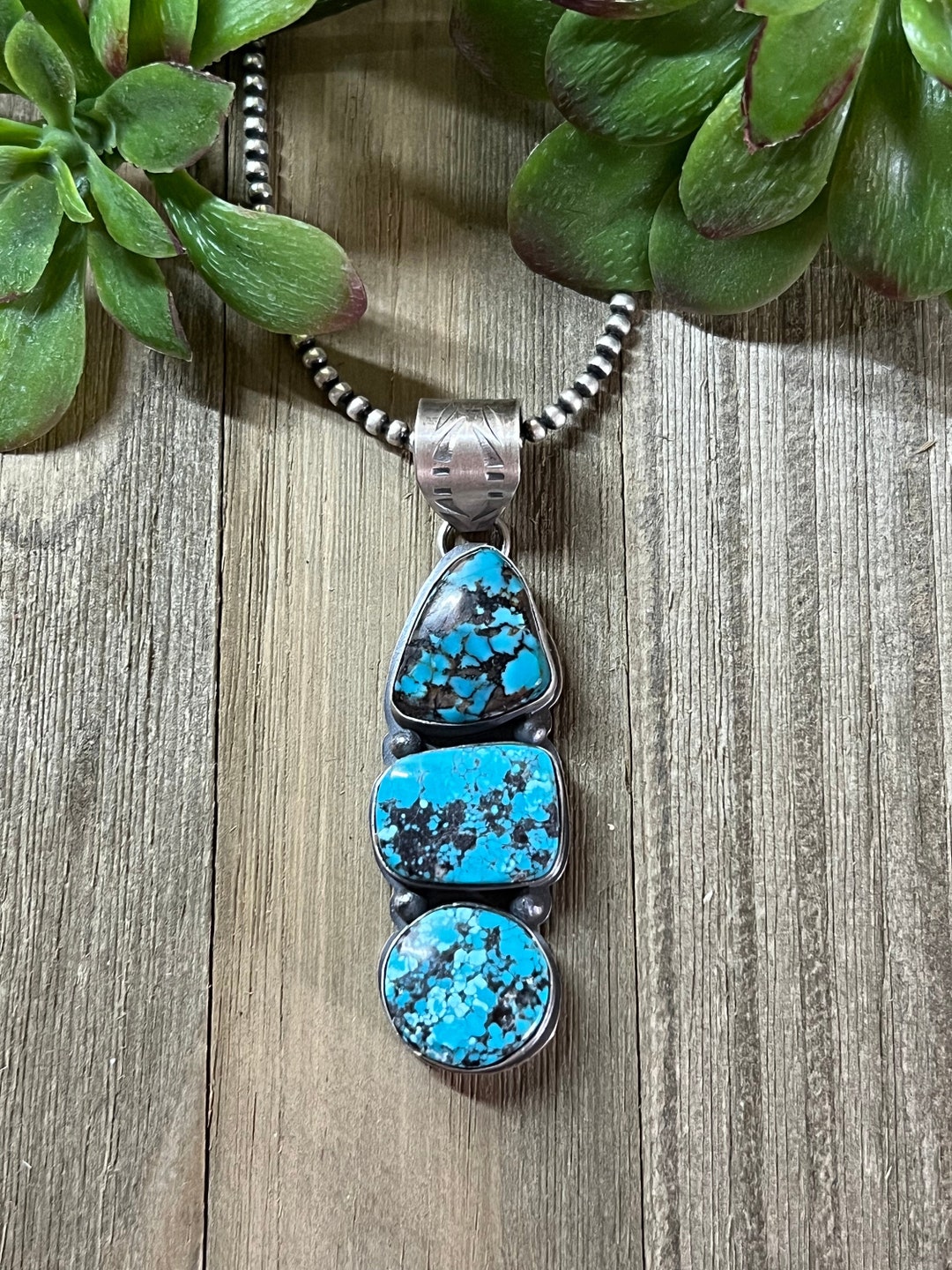 Sandra Nez Egyptian Turquoise & Sterling Silver Pendant - Etsy