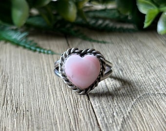 Navajo Made Pink Conch & Sterling Silver Heart Necklace - Etsy