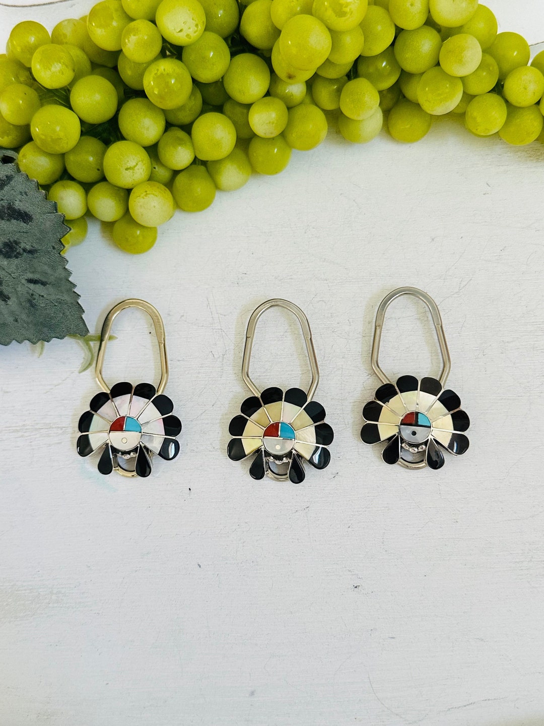 Zuni Made Sunface Inlay & Sterling Silver Keychain - Etsy