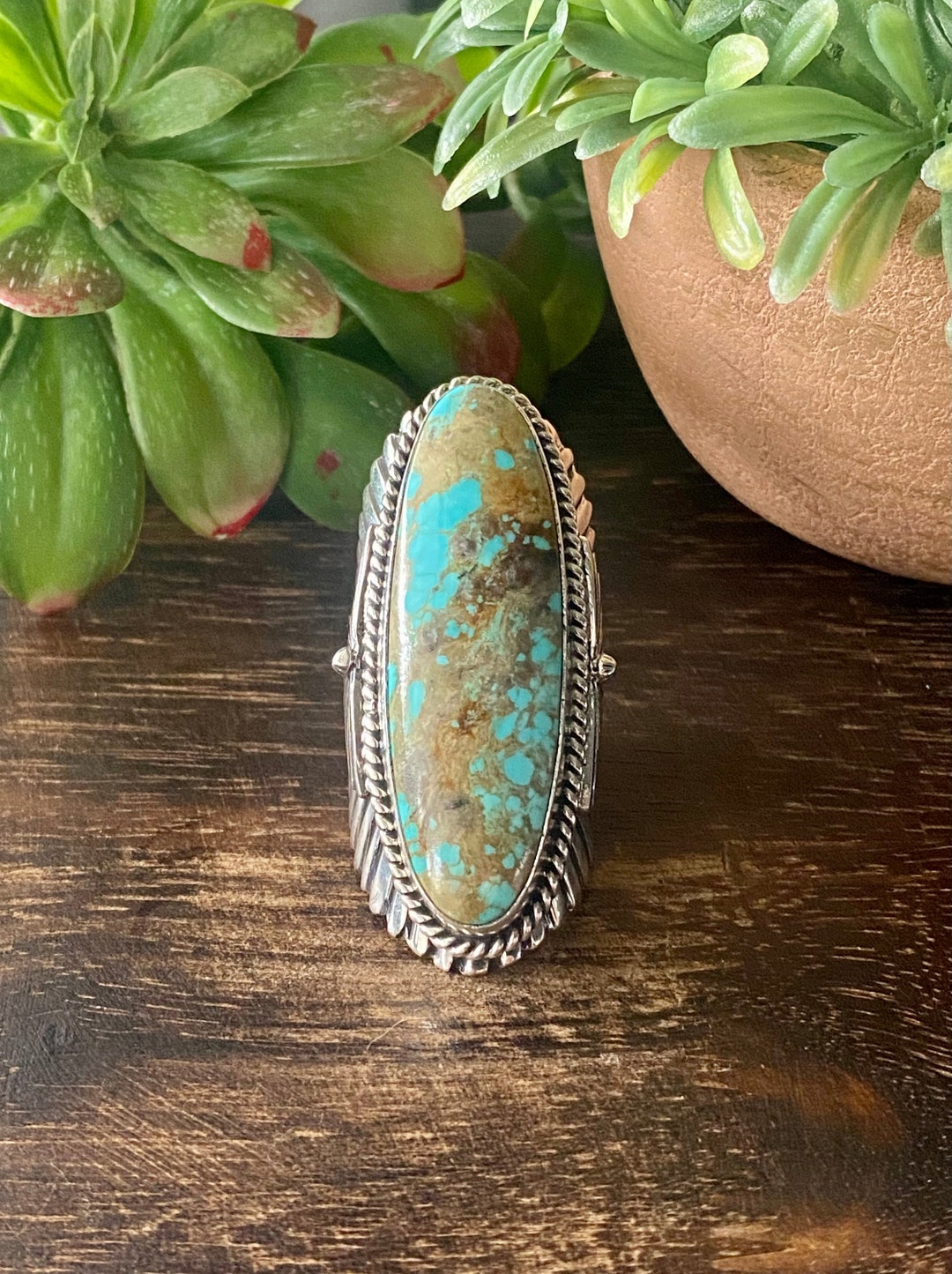 Robert Shakey Kingman Turquoise & Sterling Silver Ring Size 11 - Etsy
