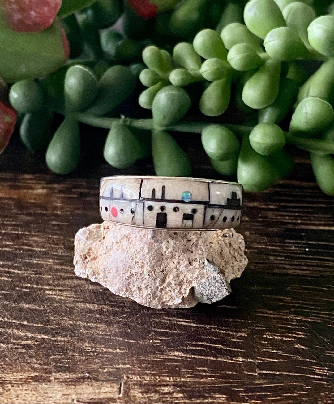 Southwest Handmade Multi Stone & Sterling Silver Inlay Adobe Rings - Etsy