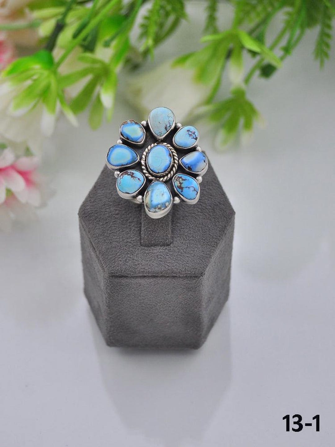 Southwest Made Golden Hill’s Turquoise & Sterling Sliver Cluster ...