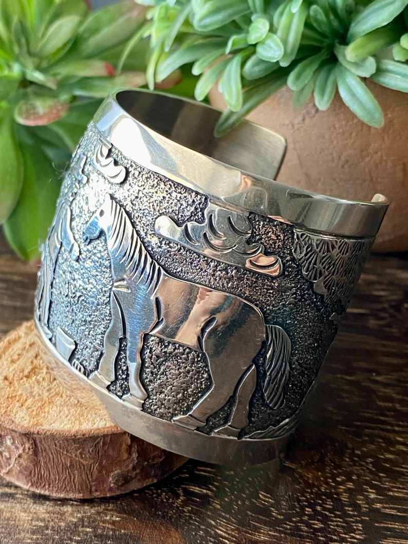 Elaine Becenti Sterling Silver Overlay Cuff Bracelet - Etsy
