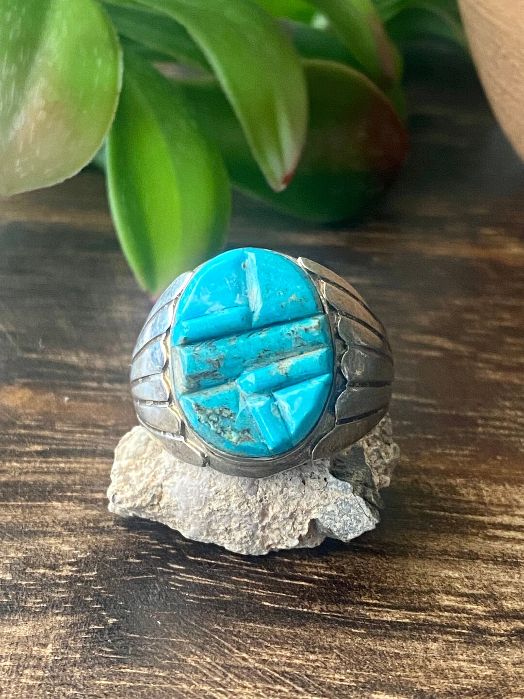 Navajo Made Turquoise & Sterling Silver Cobblestone Ring Size 13.25 - Etsy