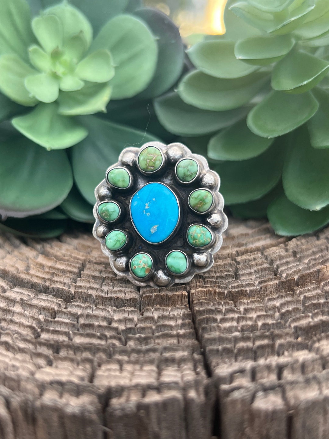 Benjamin Becenti Golden Hill & Sonoran Gold Turquoise Sterling Silver ...