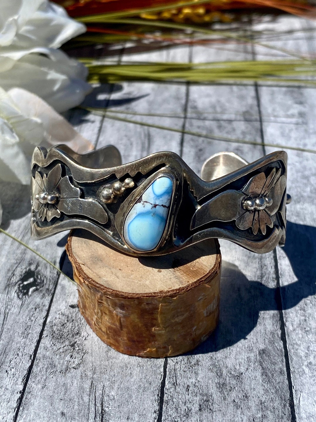 Marco Begay Navajo Made Golden Hills Turquoise & Sterling Silver Cuff ...