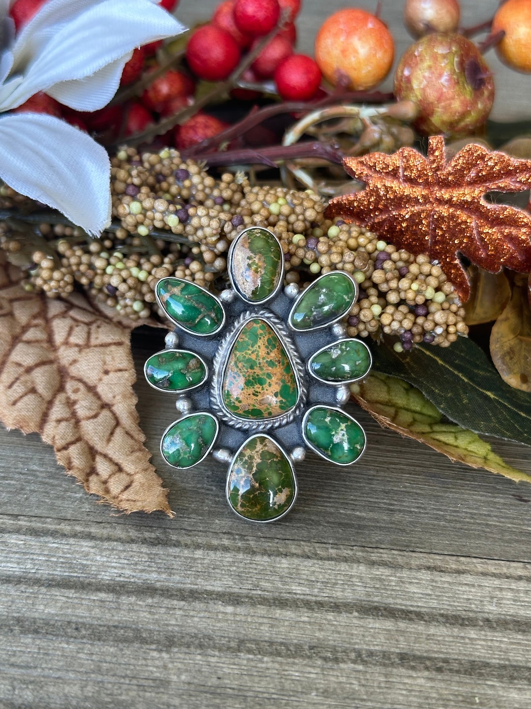 Thomas Francisco Sonoran Gold Turquoise & Sterling Silver Cluster ...