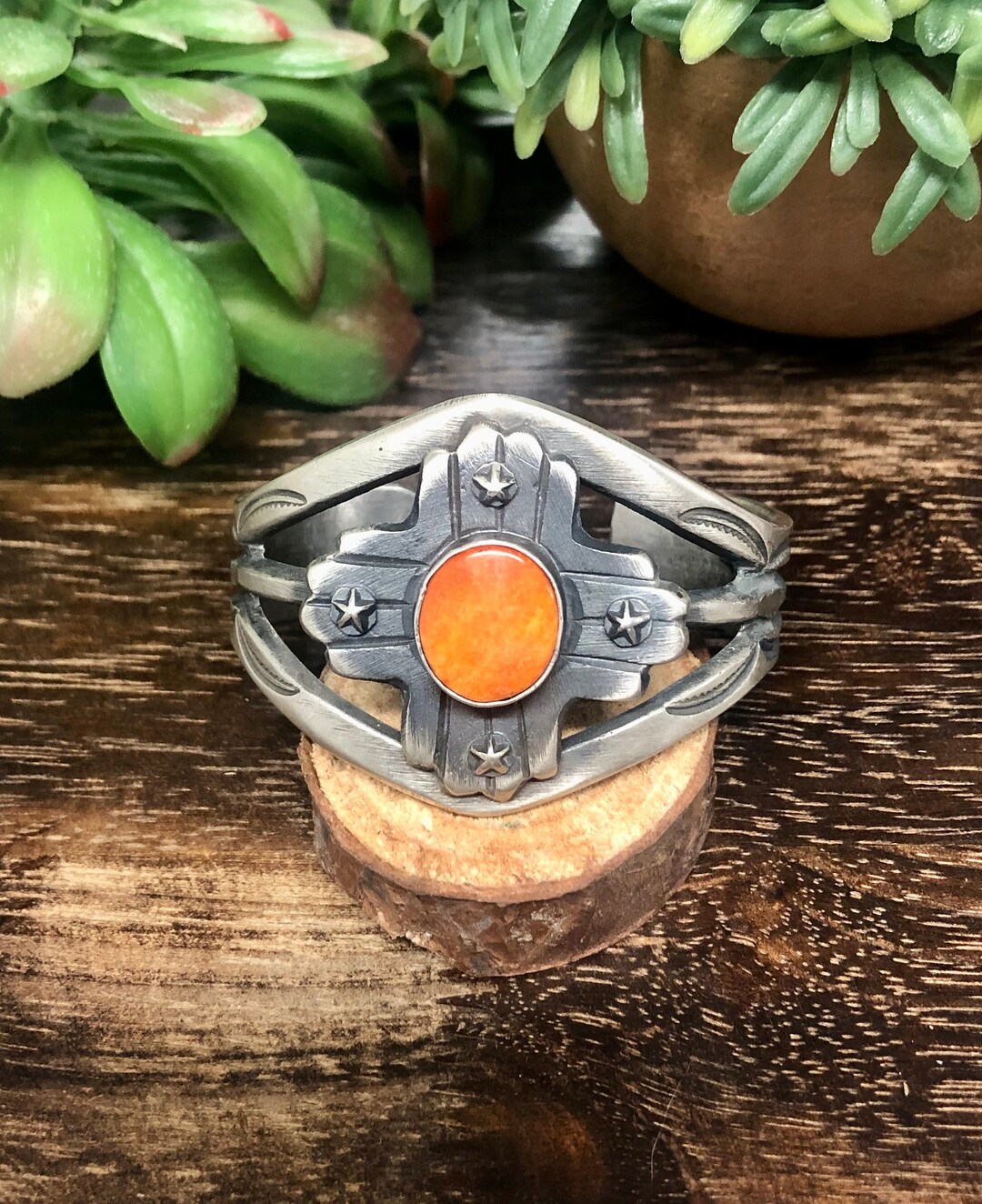 Chimney Butte Spiny Oyster & Sterling Silver Cuff Bracelet - Etsy