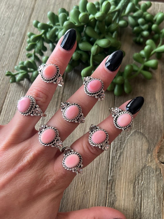 sterling pink conch ring - Gem