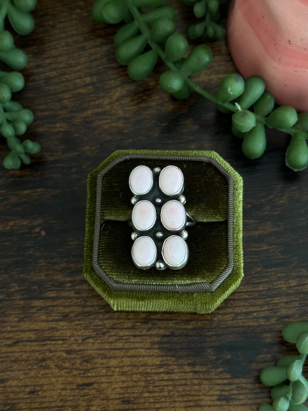 Jon Begay Pink Conch & Sterling Silver Cluster Ring - Etsy