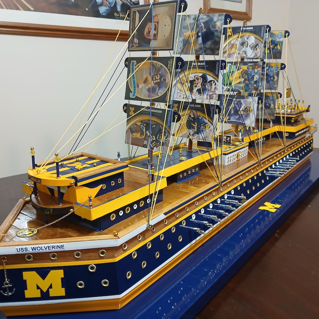 Michigan Wolverines Handmade Illuminated Wooden Ship: Unique Sports ...