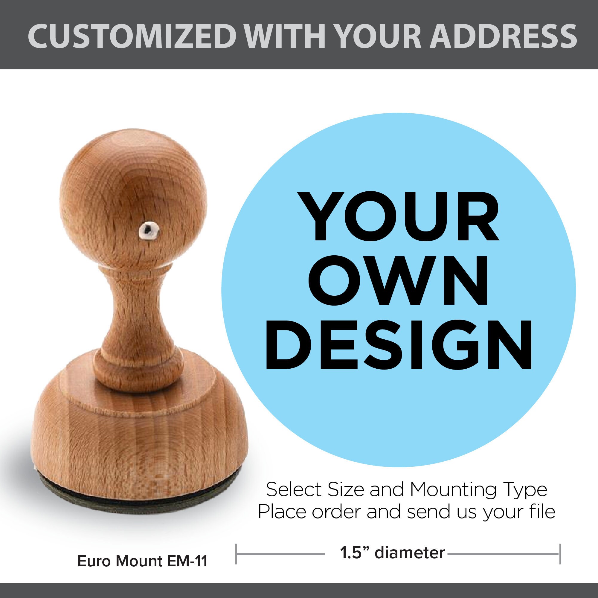 Custom Rubber Stamp Made Using Your Own, Ready to Use, Circular Design ...