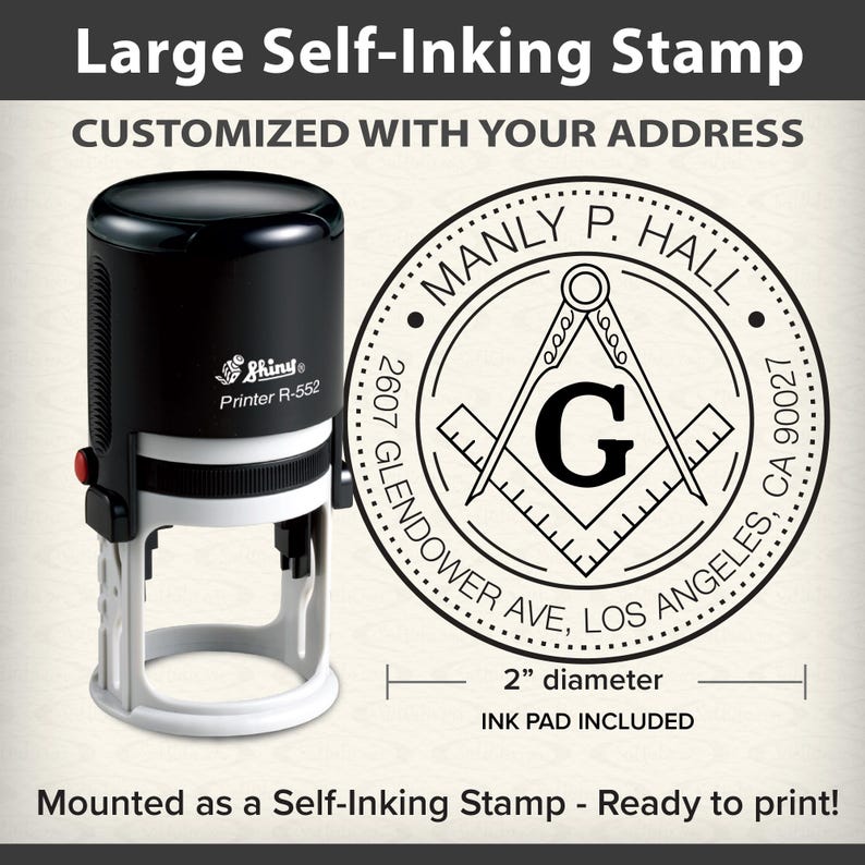 Custom Self-inking Address Stamp - "masonic" Square and Compass - Etsy