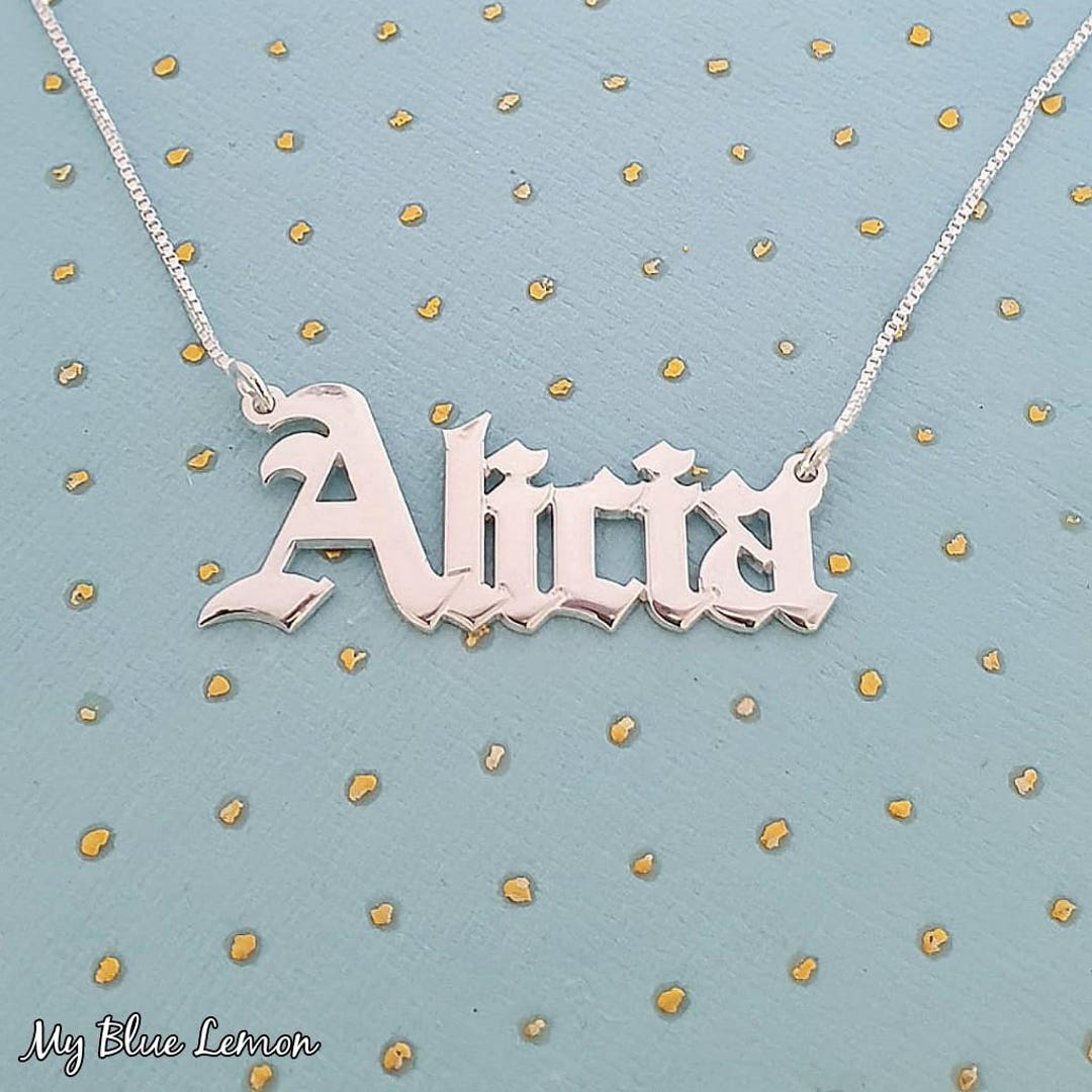 Personalized Name Necklace Alicia Style • All Solid Sterling Silver 925 ...