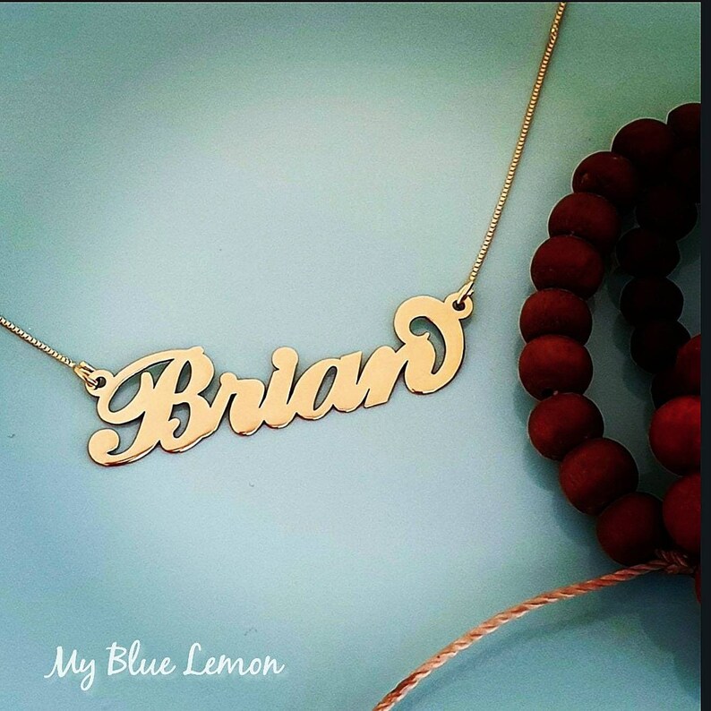 14k Solid Gold Name Necklace: Personalized Nameplate Pendant - Etsy