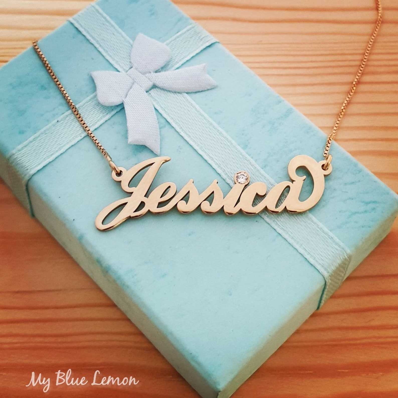 Jessica Name Necklace November Birthstone Name Tag Hand | Etsy
