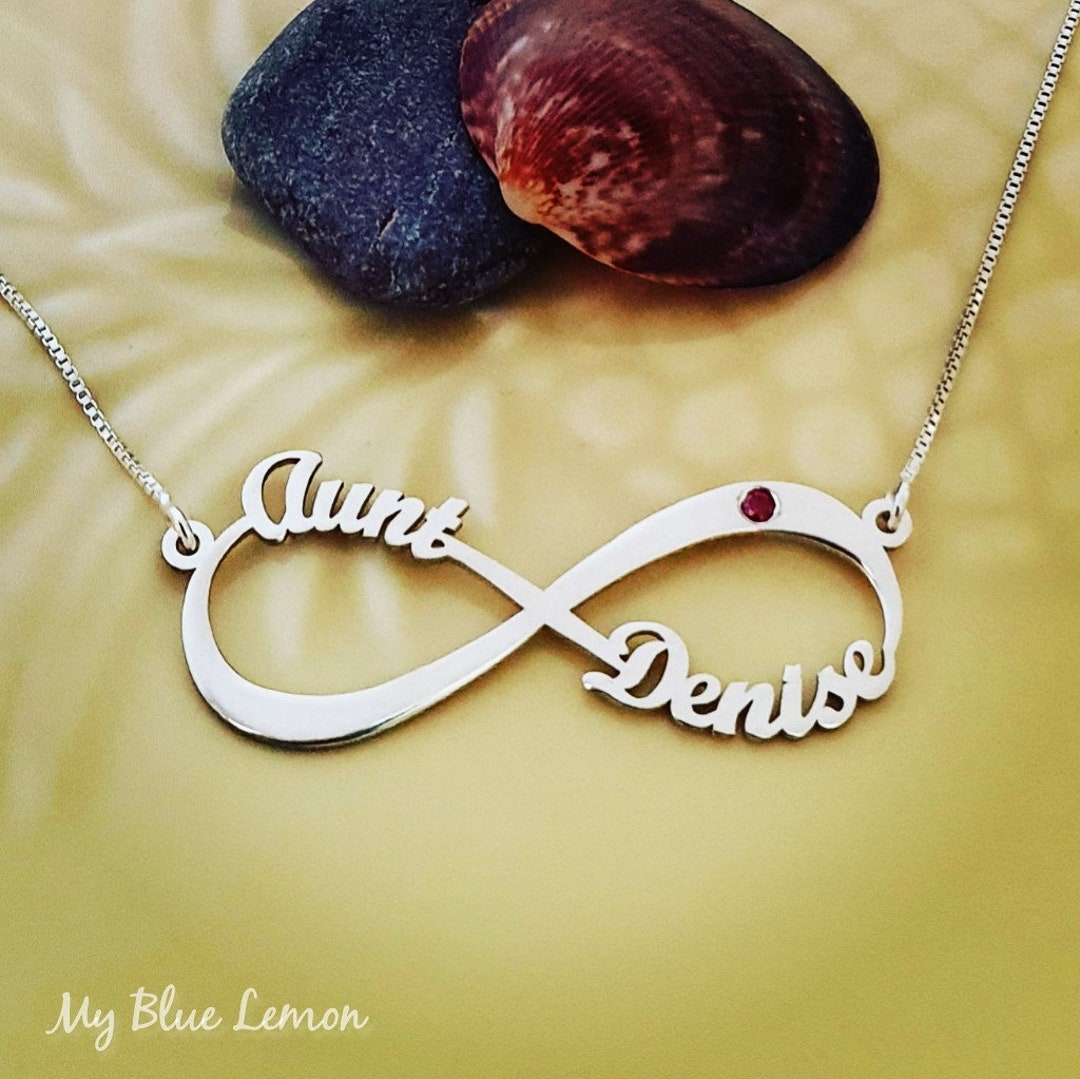 Sterling Silver Infinity Name Necklace: Personalized Birthstone Pendant ...