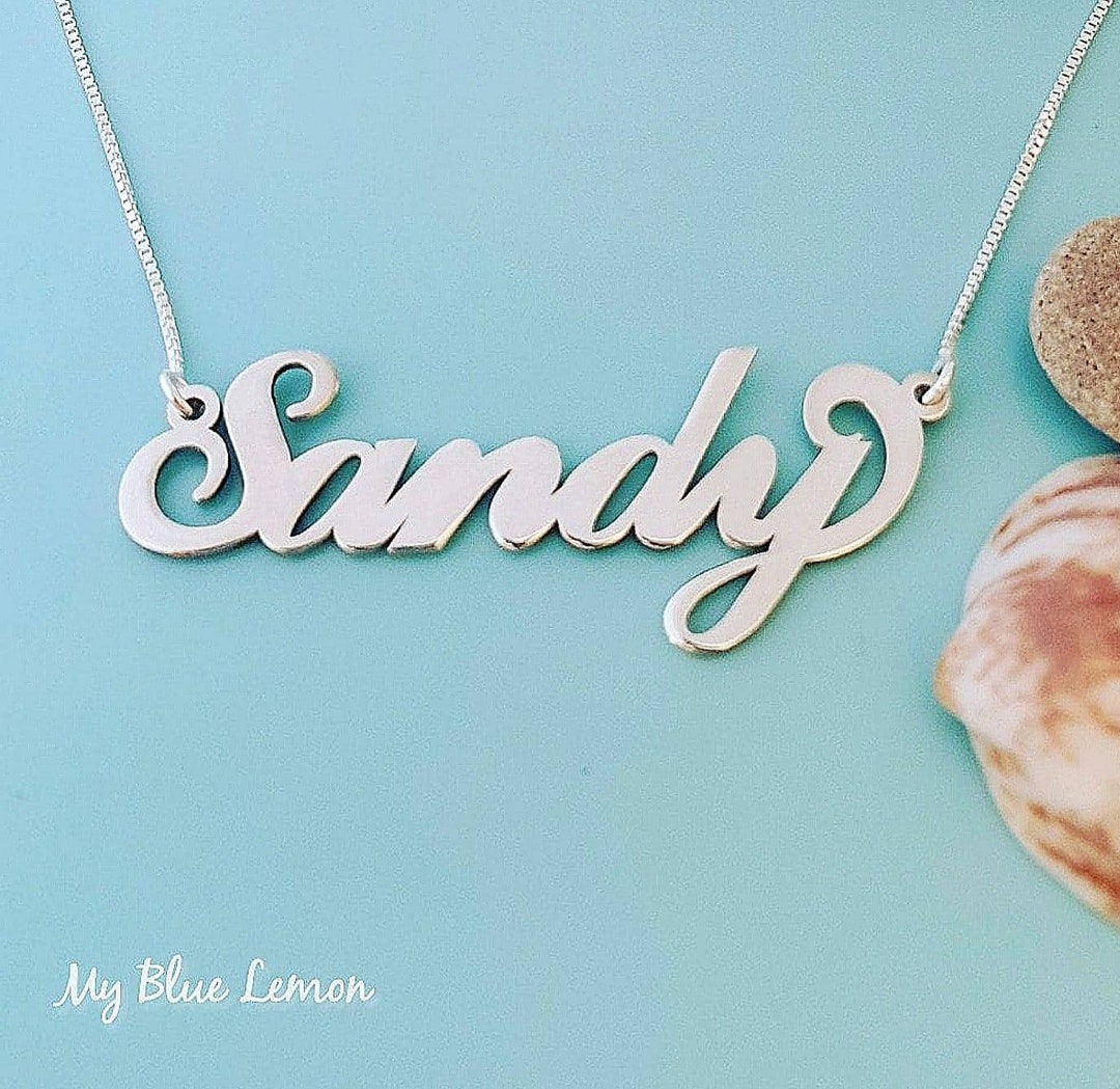 Name Necklace Sterling Silver 925 Personalized Chain Sandra Sandy ...