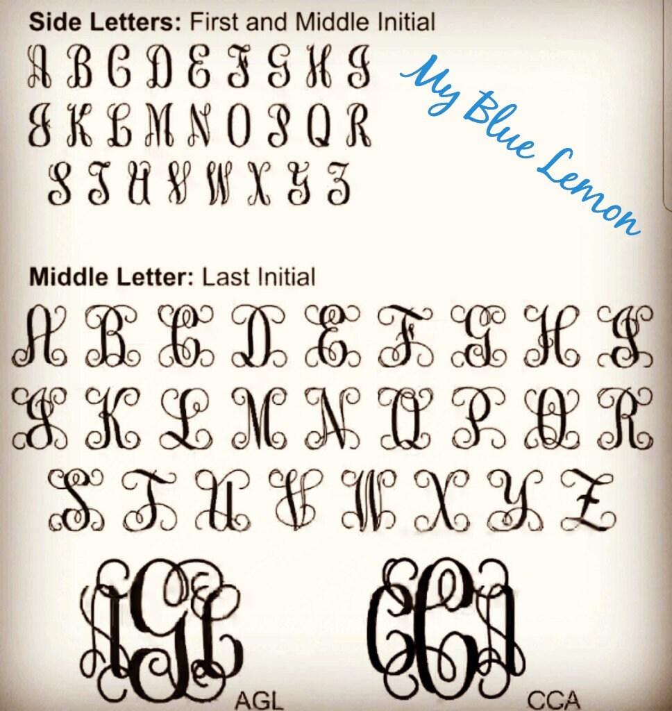 Three Letter Initial Monogram Sterling Silver 925 Custom Made - Etsy