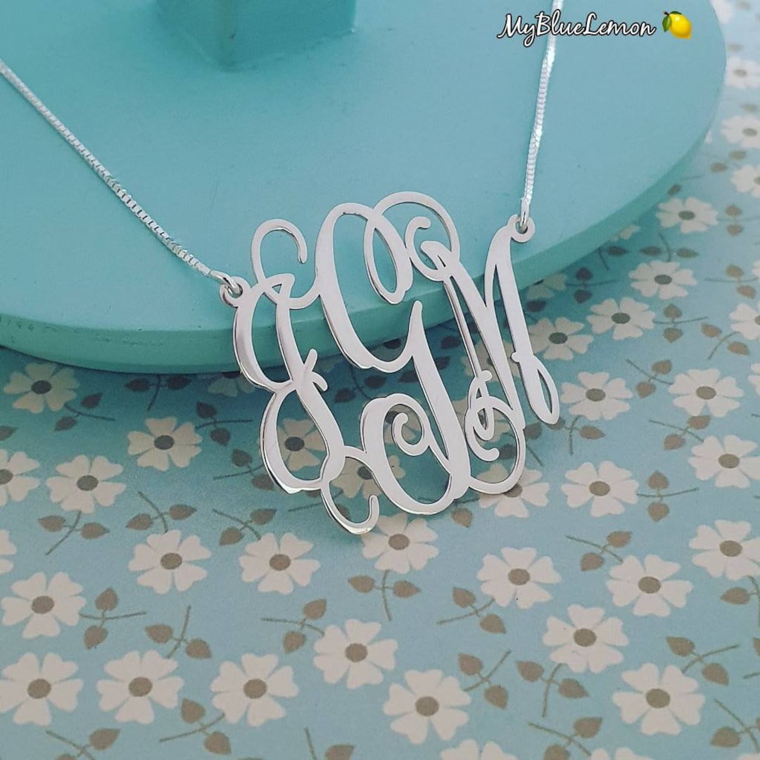 Initial Pendant Monogram Necklace Letter Chain - Etsy