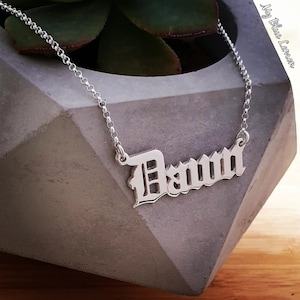 Name Necklace Sterling Silver Gothic Style • 6 Chain Style Choices! - Etsy