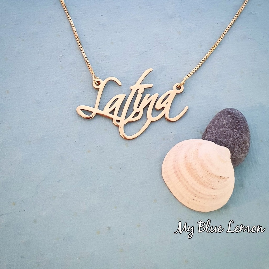 Latina Name Necklace, Real 14k Solid Yellow Gold - Etsy