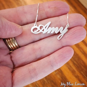 Name Necklace Classic Script Sterling Silver 925 Amy Style - Etsy
