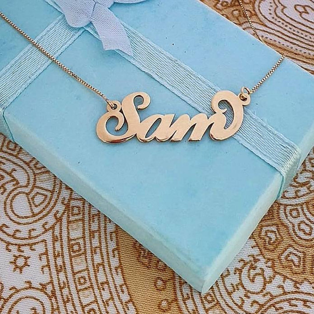 14k Gold Personalized Necklaces Customized Name With Curl - Etsy